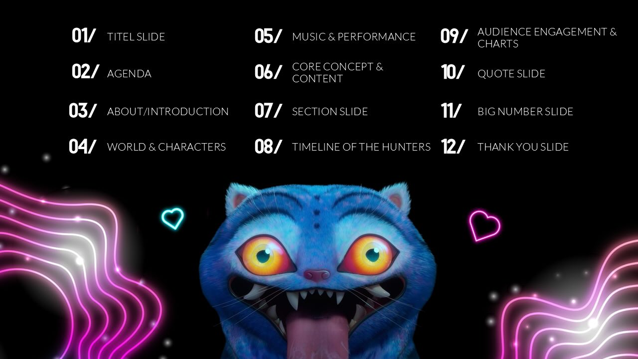Animated Free K-pop Demon Hunters PowerPoint Template - Prezentr
