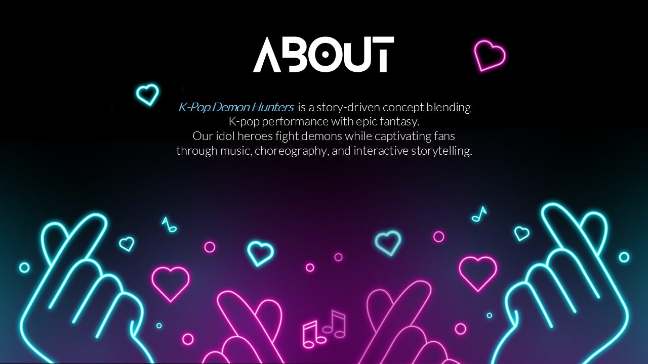 Animated Free K-pop Demon Hunters PowerPoint Template - Prezentr